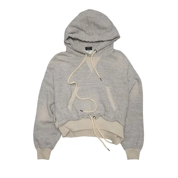 R13 Cinched Hem Popover Hoodie 'heather /oatmeal - Grey