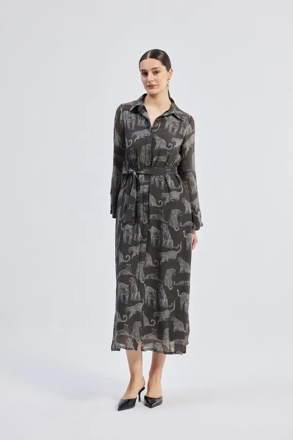 REISTOR Relaxed-fit Shirt Dress - Animal Print
