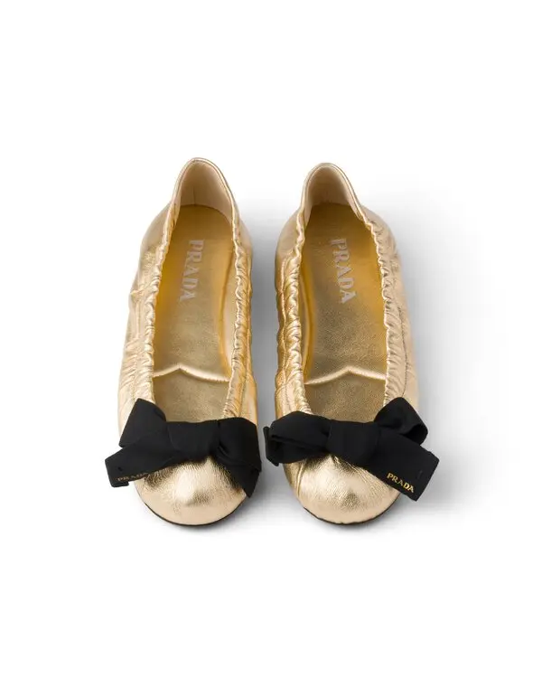 Prada Mordoré Nappa Leather Ballerinas With Bow