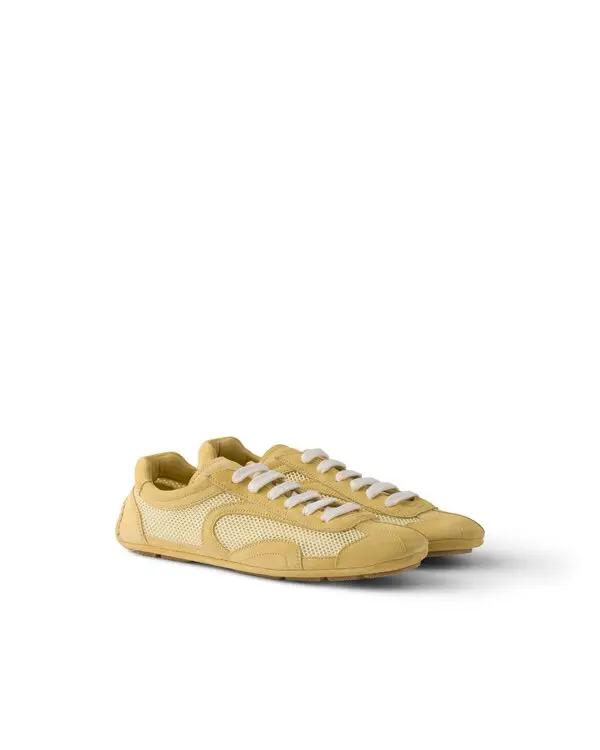 Prada Montecarlo Re-edition 2005 Suede And Mesh Sneakers - Yellow