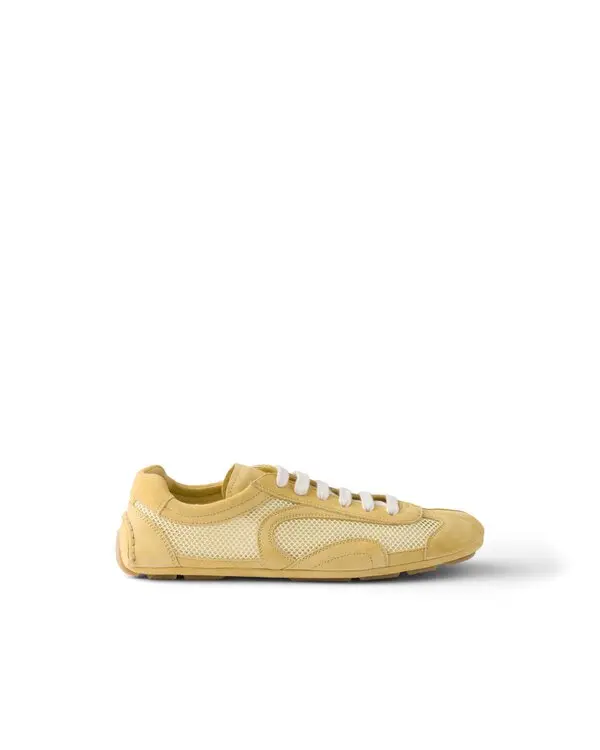 Prada Montecarlo Re-edition 2005 Suede And Mesh Sneakers - Yellow