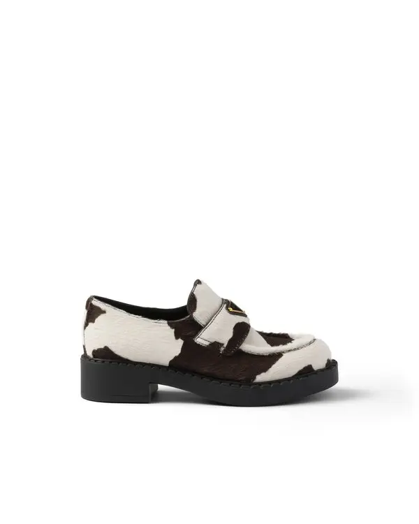 Prada Chocolate Printed Leather Loafers