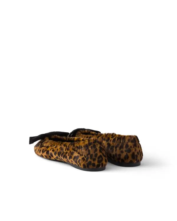 Prada Printed Leather Ballerinas With Bow