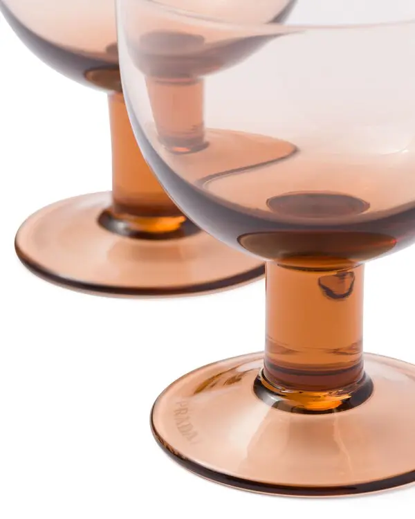 Prada Set Of Two Crystal Water Glasses Plinth - Brown