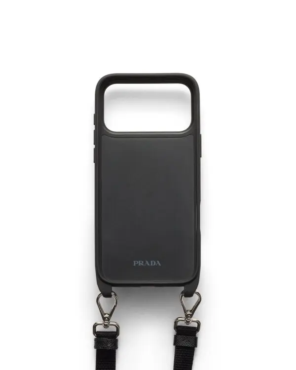 Prada Saffiano Leather Case For Iphone 17 Pro Max With Shoulder Strap