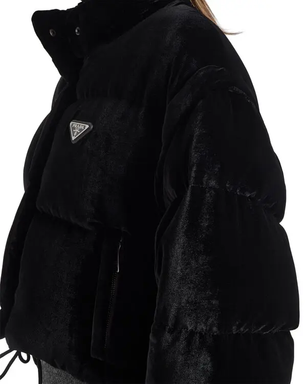 Prada Convertible Cropped Velvet Down Jacket