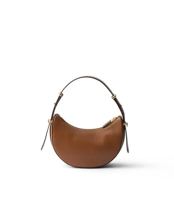 Prada Arqué Mini Leather Shoulder Bag - Brown