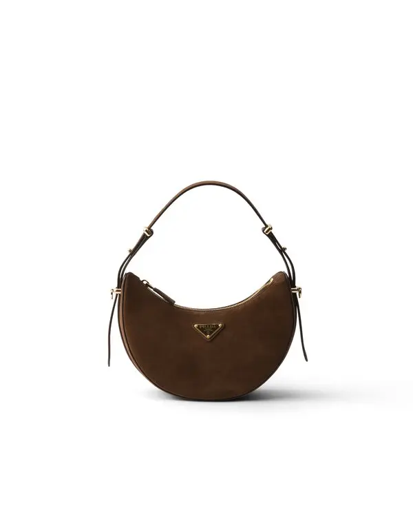 Prada Arqué Mini Suede Shoulder Bag - Brown