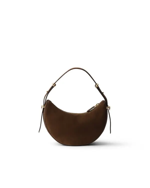Prada Arqué Mini Suede Shoulder Bag - Brown