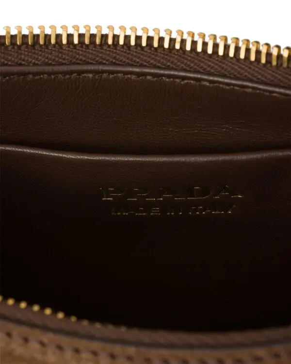 Prada Arqué Mini Suede Shoulder Bag - Brown