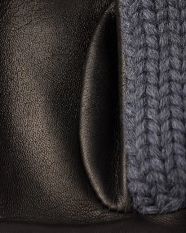 Prada Wool And Nappa Leather Gloves - Grey