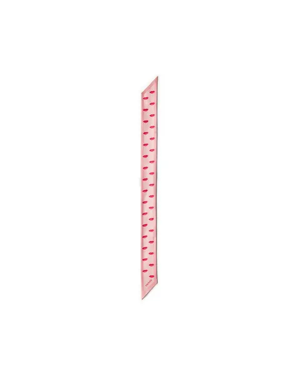 Prada Printed Silk Twill Skinny Scarf