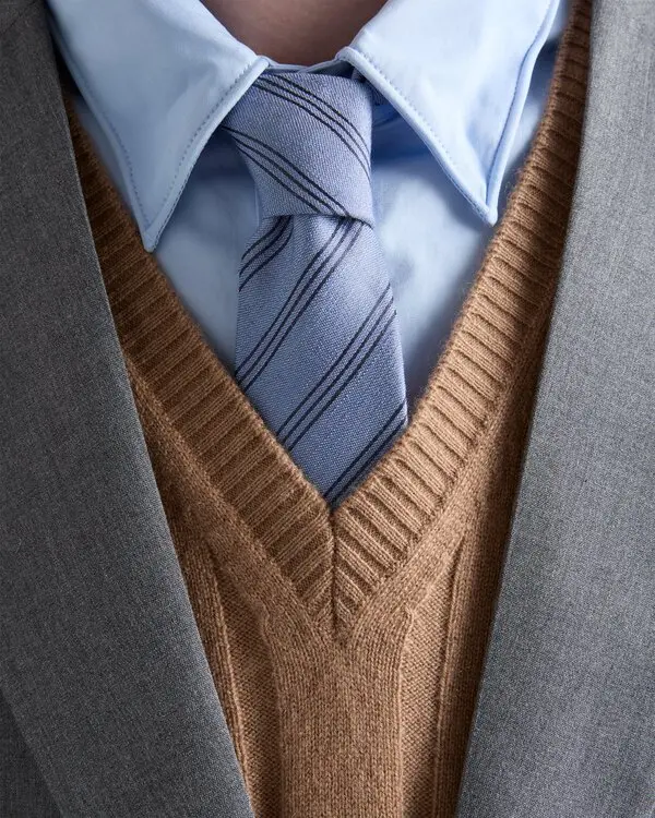 Prada Linen Blend Neck Tie - Light Blue