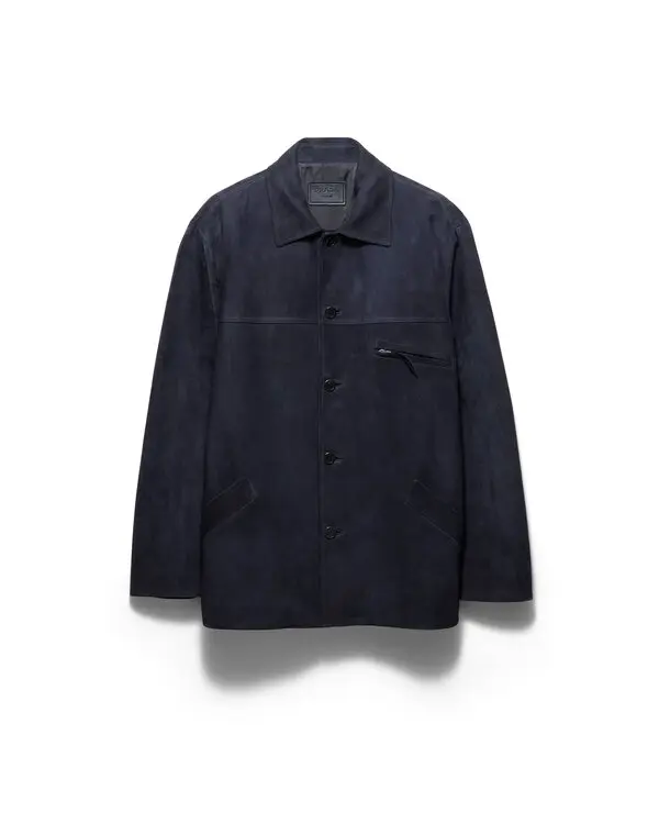 Prada Suede Caban Jacket - Blue