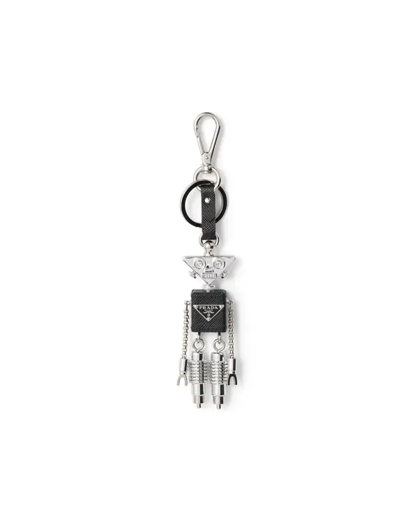 Prada Robot Saffiano Leather Keychain Charm