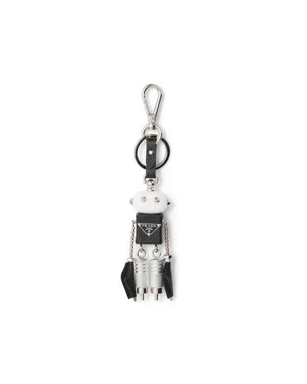 Prada Robot Saffiano Leather Keychain Charm