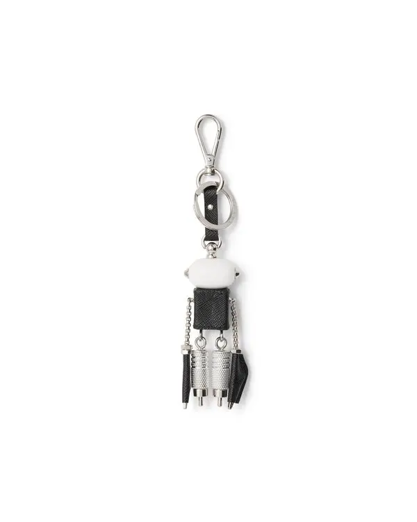 Prada Robot Saffiano Leather Keychain Charm