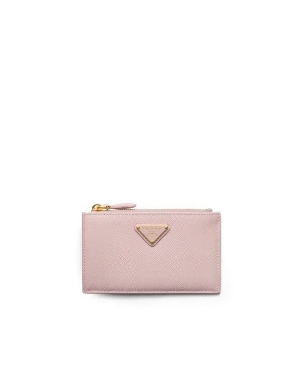 Prada Printed Saffiano Leather Card Holder - Pink