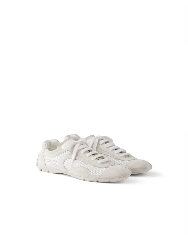 Prada Montecarlo Re-edition 200 Suede And Mesh Sneakers - White