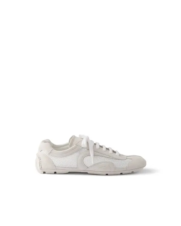 Prada Montecarlo Re-edition 200 Suede And Mesh Sneakers - White