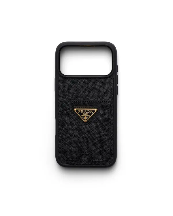 Prada Saffiano Leather Case For Iphone 17 Pro Max - Black