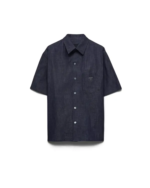 Prada Short-sleeved Chambray Denim Shirt