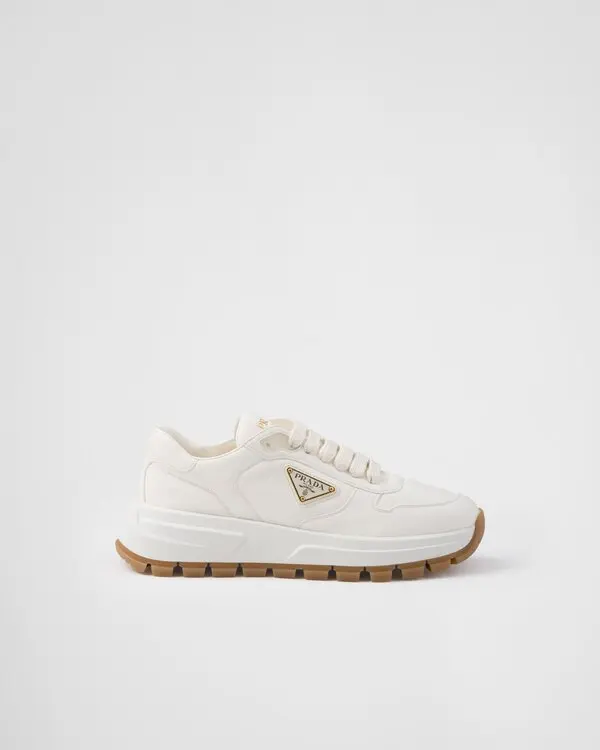 Prada Prax 01 Leather Sneakers - Neutral