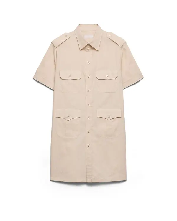 Prada Hort-leeved Cotton Hirt - Neutral