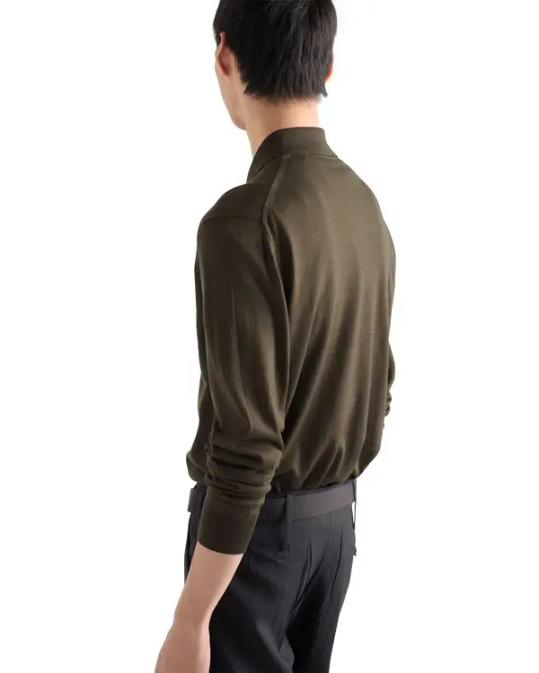 Prada Long-sleeved Superfine Wool Polo Sweater