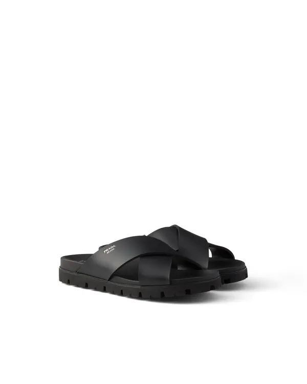 Prada Crisscross Rubber Slides