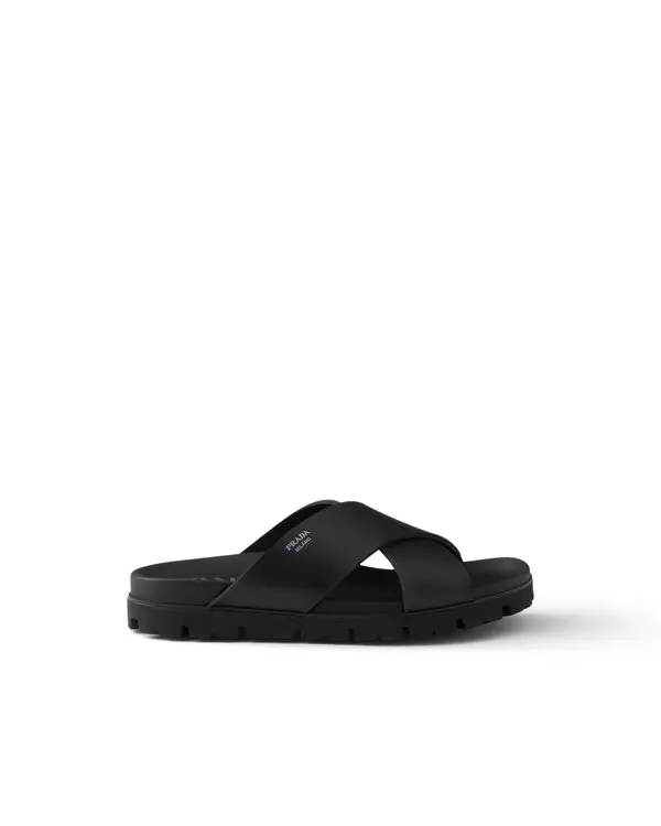 Prada Crisscross Rubber Slides