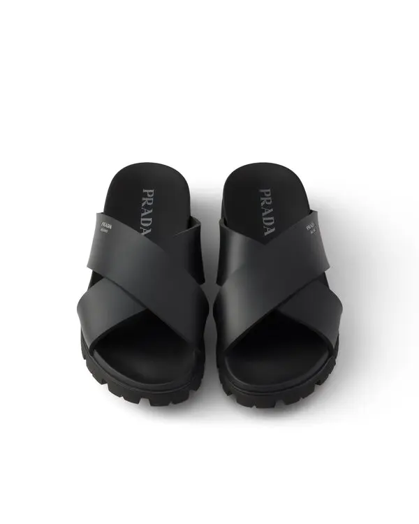 Prada Crisscross Rubber Slides