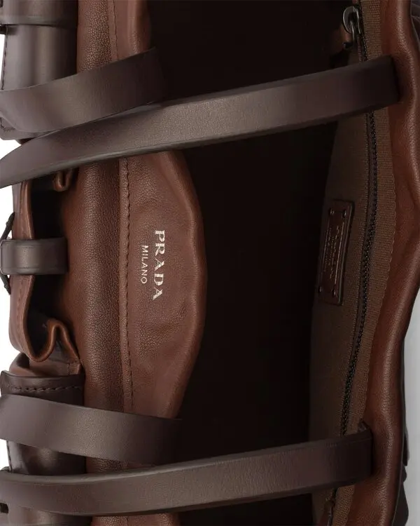 Prada Leather Tote Bag - Brown