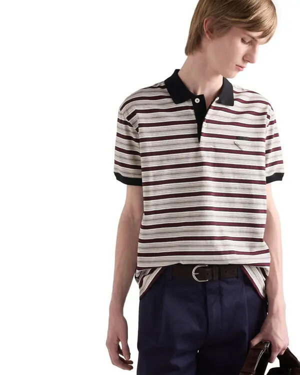 Prada Hort-leeved Cotton Polo Hirt