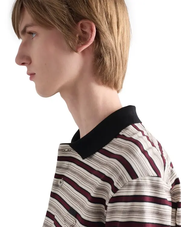 Prada Hort-leeved Cotton Polo Hirt