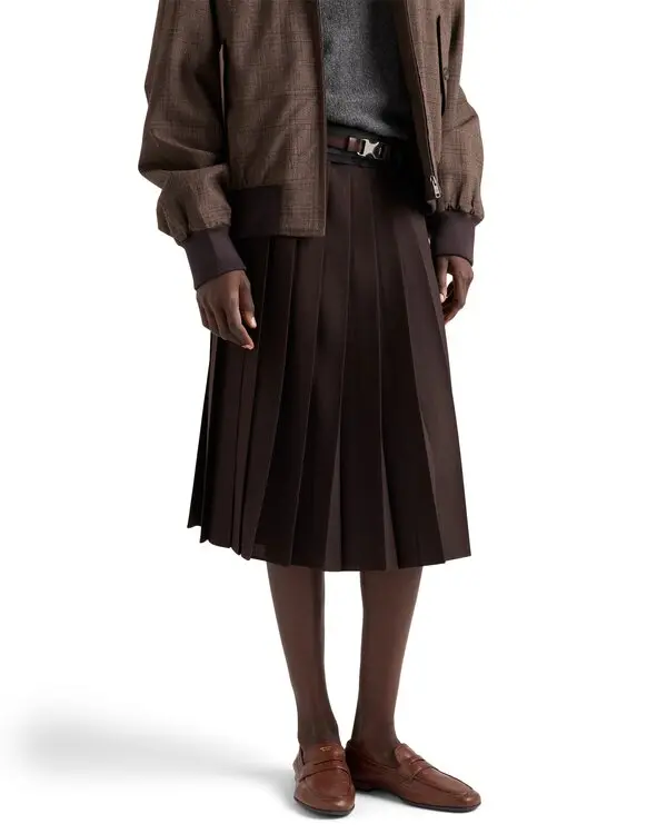 Prada Pleated Midi Skirt - Brown