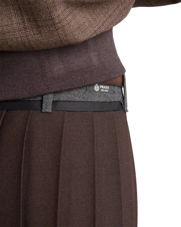 Prada Pleated Midi Skirt - Brown