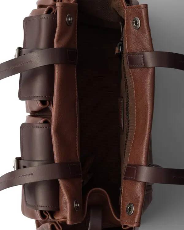 Prada Medium Leather Tote Bag - Brown