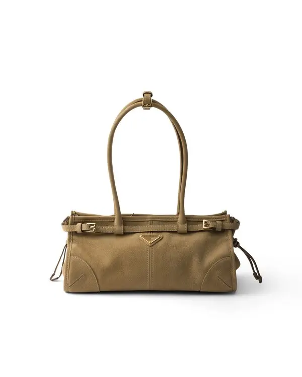 Prada Bonnie Medium Nubuck Leather Handbag - Neutral