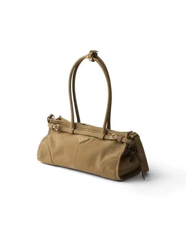 Prada Bonnie Medium Nubuck Leather Handbag - Neutral