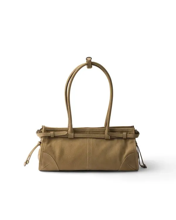 Prada Bonnie Medium Nubuck Leather Handbag - Neutral