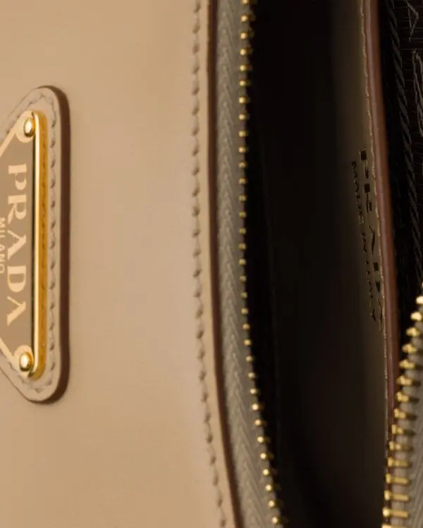 Prada Arqué Mini Leather Shoulder Bag - Neutral