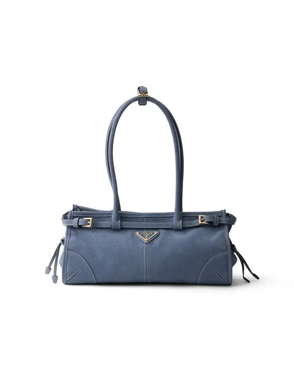 Prada Bonnie Medium Nubuck Leather Handbag - Blue