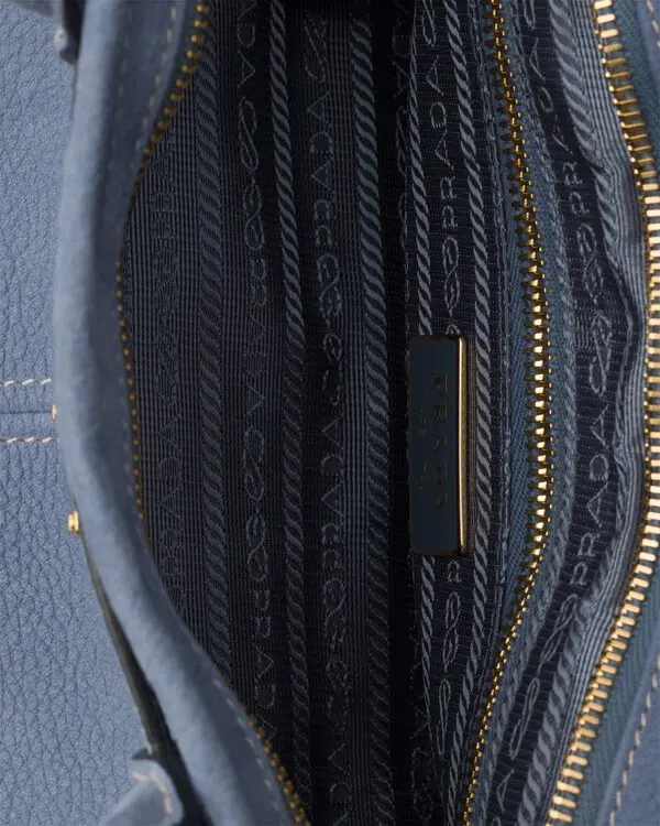 Prada Bonnie Medium Nubuck Leather Handbag - Blue