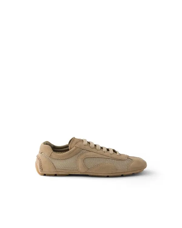 Prada Suede And Mesh Sneakers - Neutral