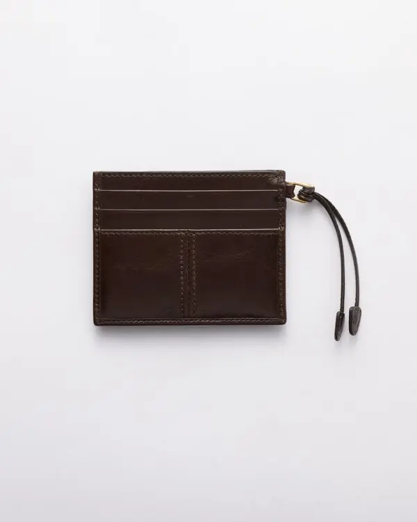 Prada Leather Card Holder - Brown
