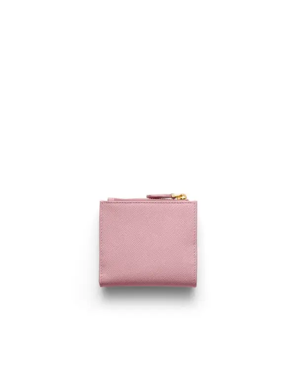 Prada Small Saffiano And Smooth Leather Wallet - Pink