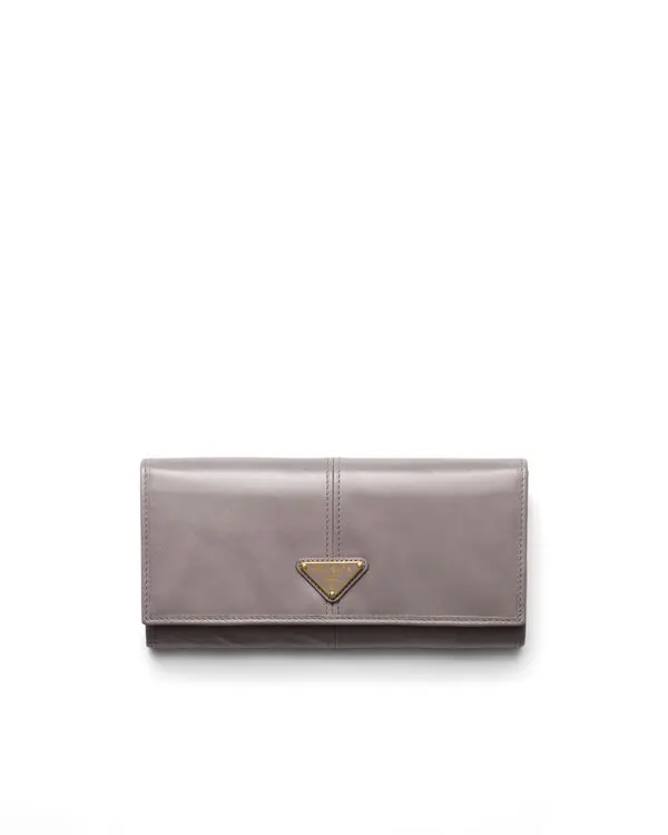 Prada Large Leather Wallet - Grey