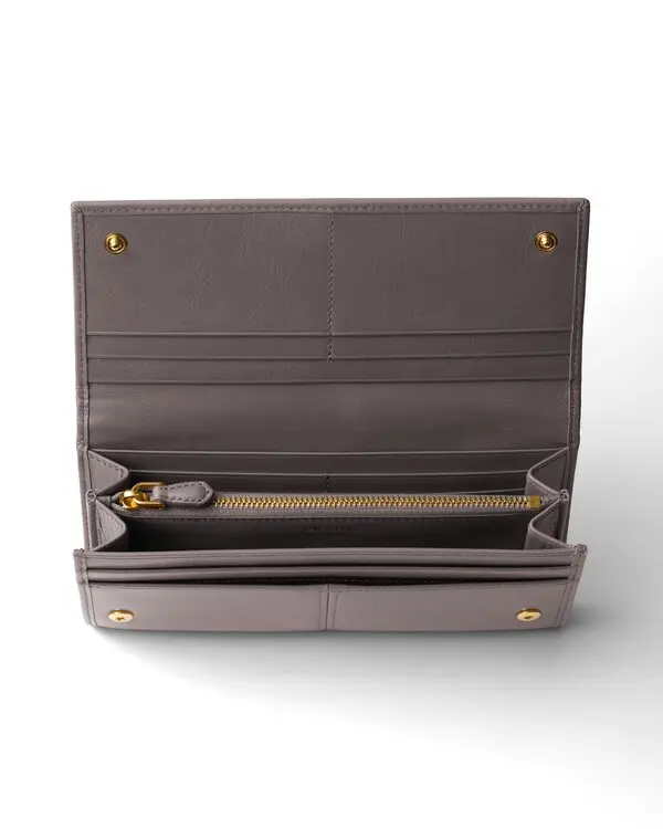 Prada Large Leather Wallet - Grey