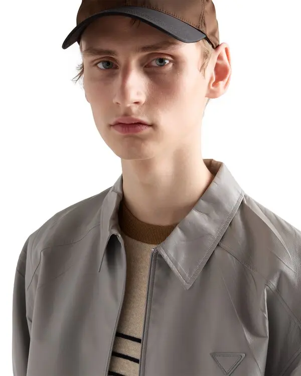 Prada Short-sleeved Nappa Leather Shirt - Grey